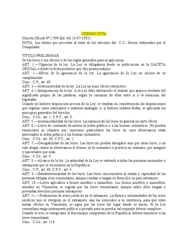 Codigo Civil Venezolano | PDF | Fundación (sin fines de lucro) | Parentesco