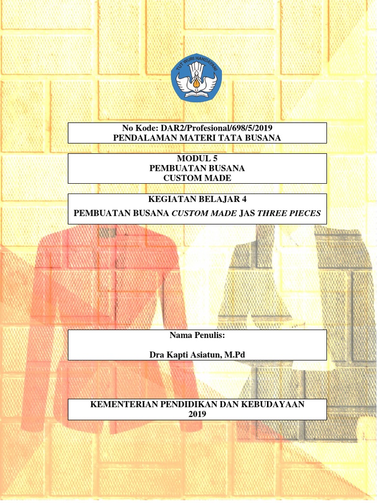 M4 KB 4 Pembuatan Busana Custom Made Jas Three Pieces | PDF | Seni