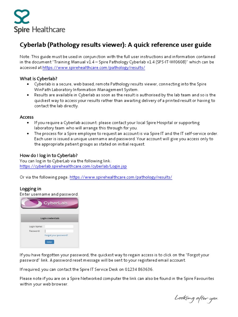 Cyberlab (Pathology Results Viewer) : A Quick Reference User Guide ...