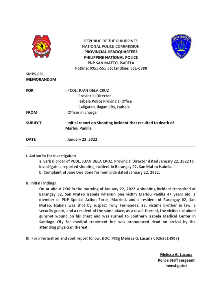 Provincial Headquarters Philippine National Police | PDF | Crime Scene ...