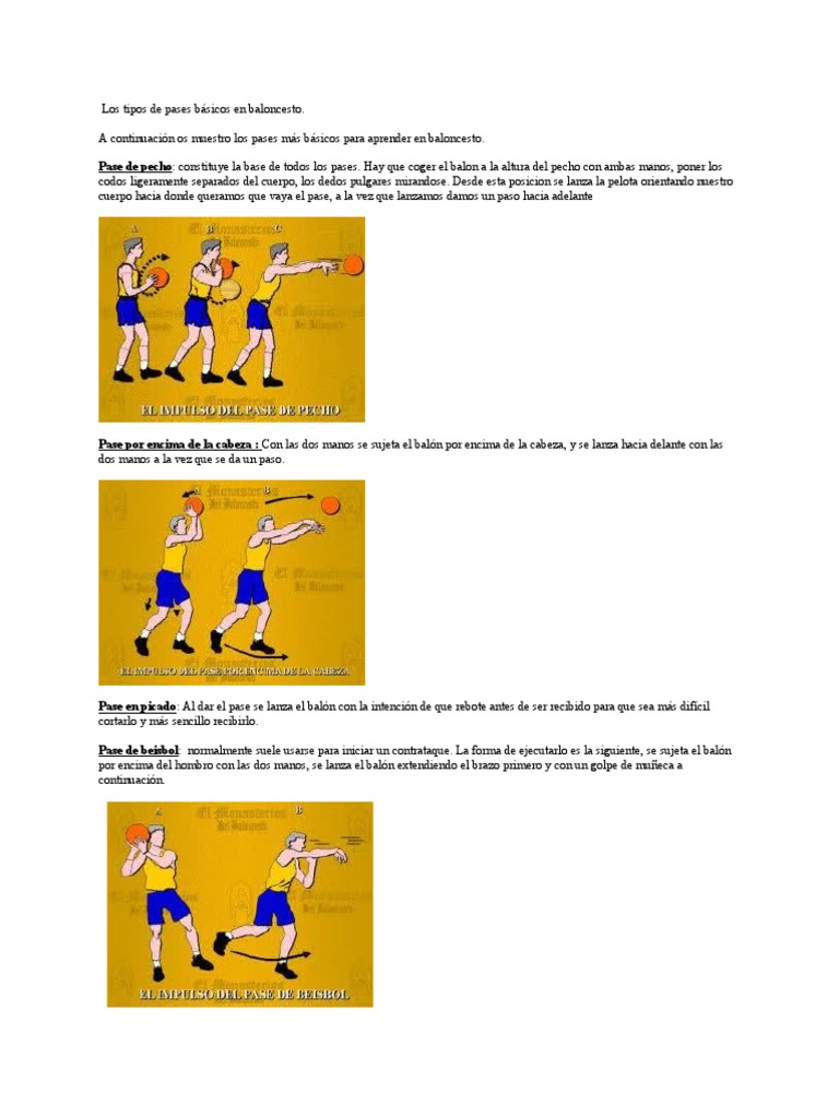 Los Tipos de Pases Básicos en Baloncesto | PDF | Deportes y actividades ...