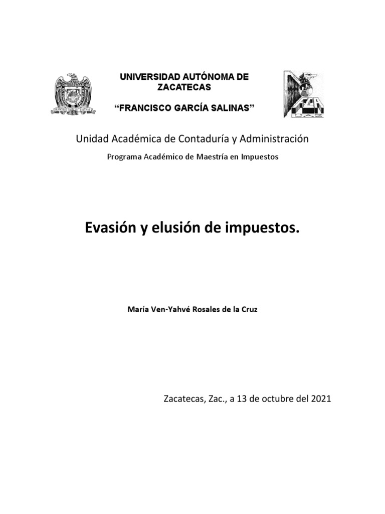 Evasión y Elusión Fiscal | PDF | Evasión de impuestos | Impuestos