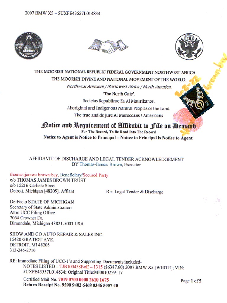 Affidavit of Discharge and Legal Tender SHOW and GO 2-3-22 | PDF