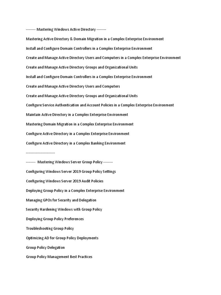 Mastering Windows Server Group Policy & Active Directory | PDF