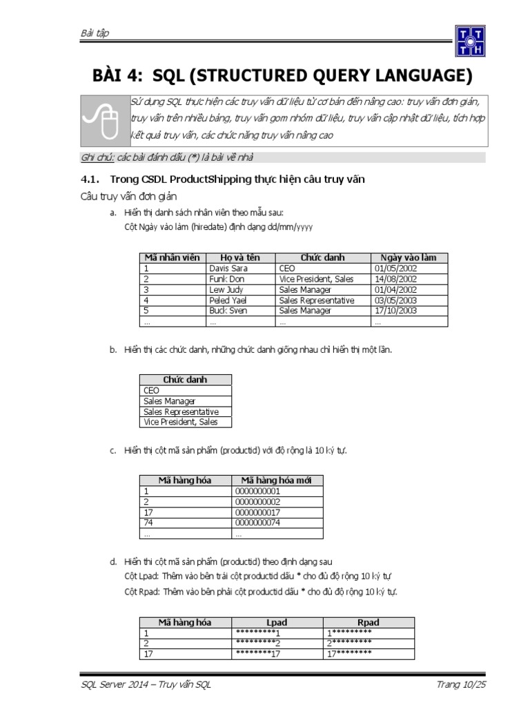 Bai - Tap SQL | PDF