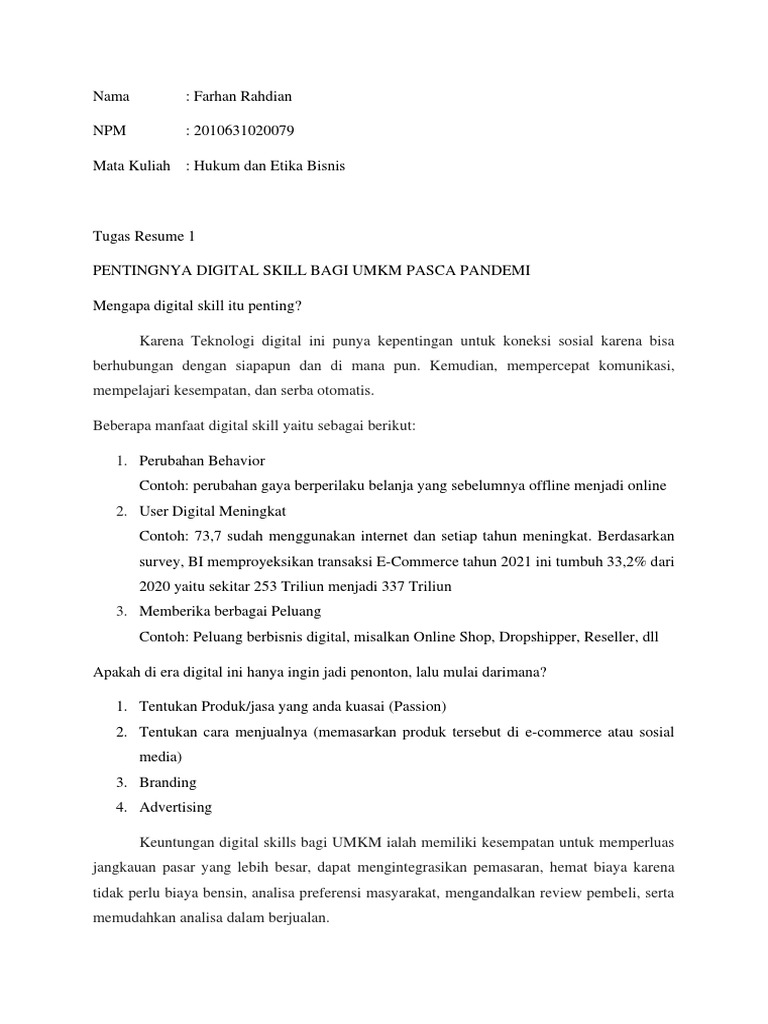 Resume HUKUM DAN ETIKA BISNIS | PDF | Komputer