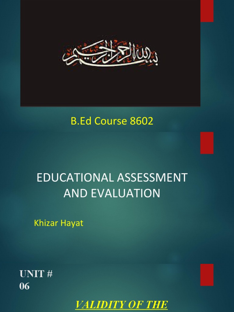 8602 Unit 6 Pdf Validity Statistics Educational Assessment