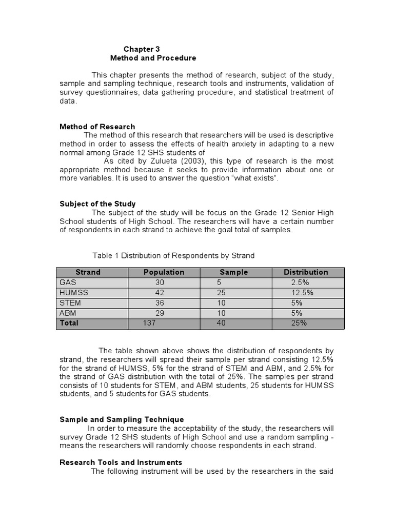 Chapter 3 Methods and Proceduree | PDF | Survey Methodology | Weighted Arithmetic Mean