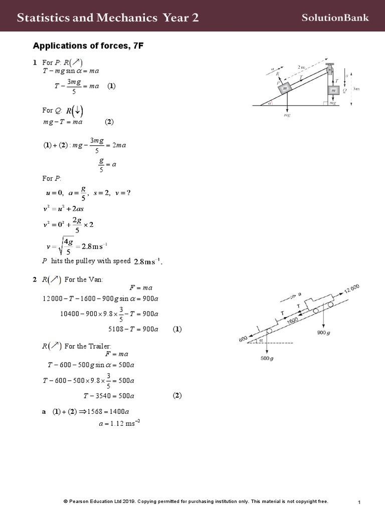 Applications of Forces, 7F: TMG Ma MG T Ma | PDF | Tension (Physics ...