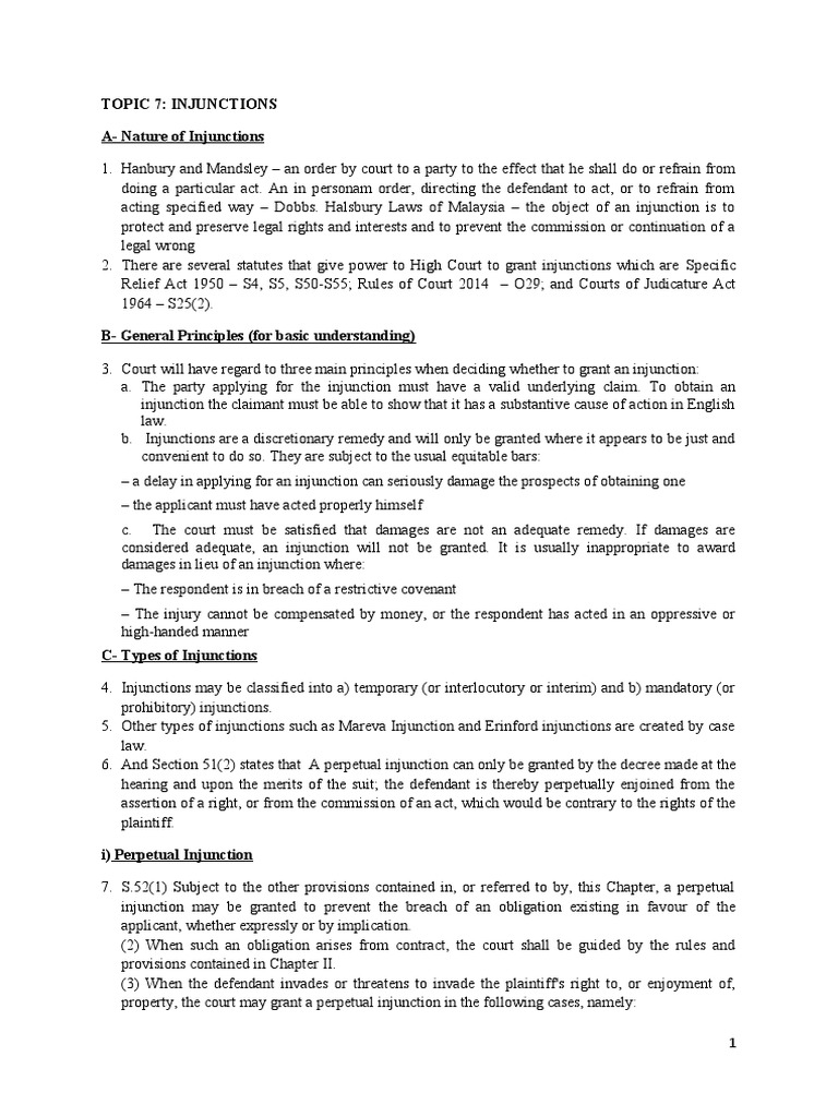 Injunctions Explained | PDF | Injunction | Damages