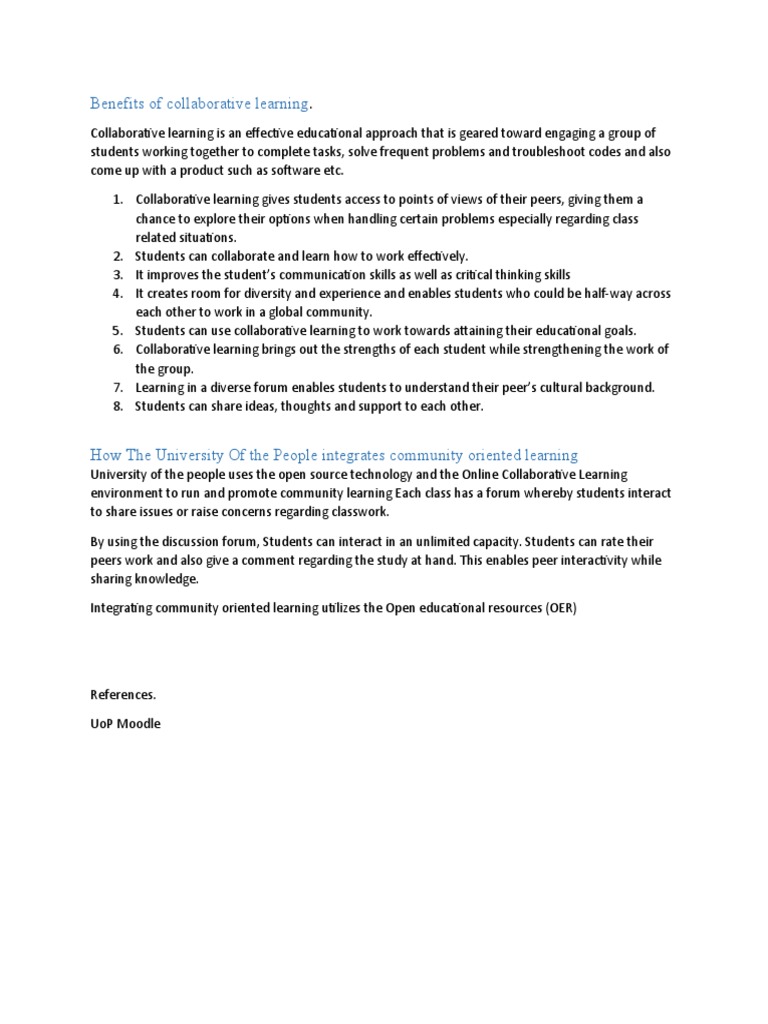 Benefits of Collaborative Learning | PDF