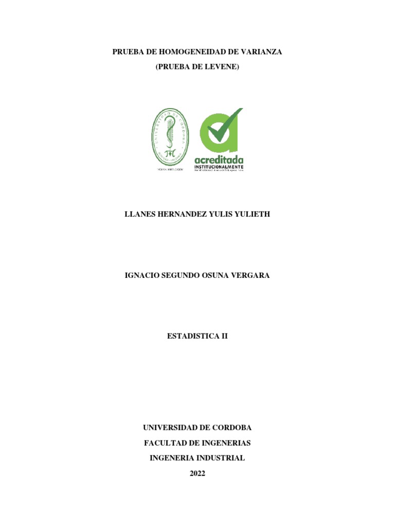 Informe Prueba de Levene | PDF | Estadísticas | Media