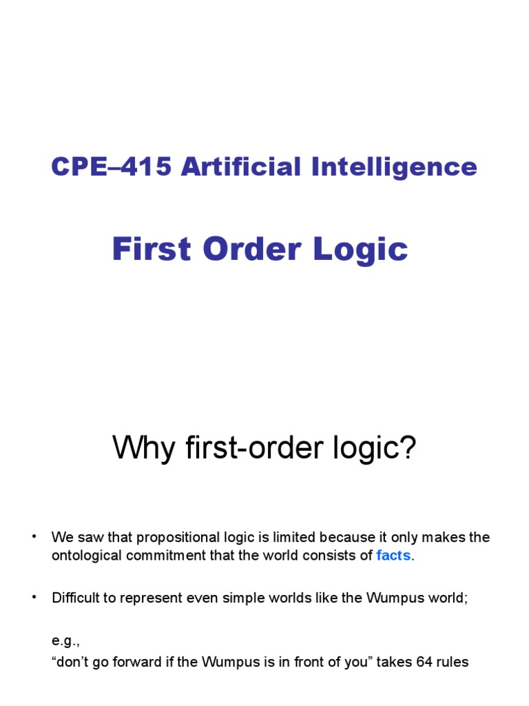 Lecture13 - First-Order Logic | PDF | First Order Logic | Logic