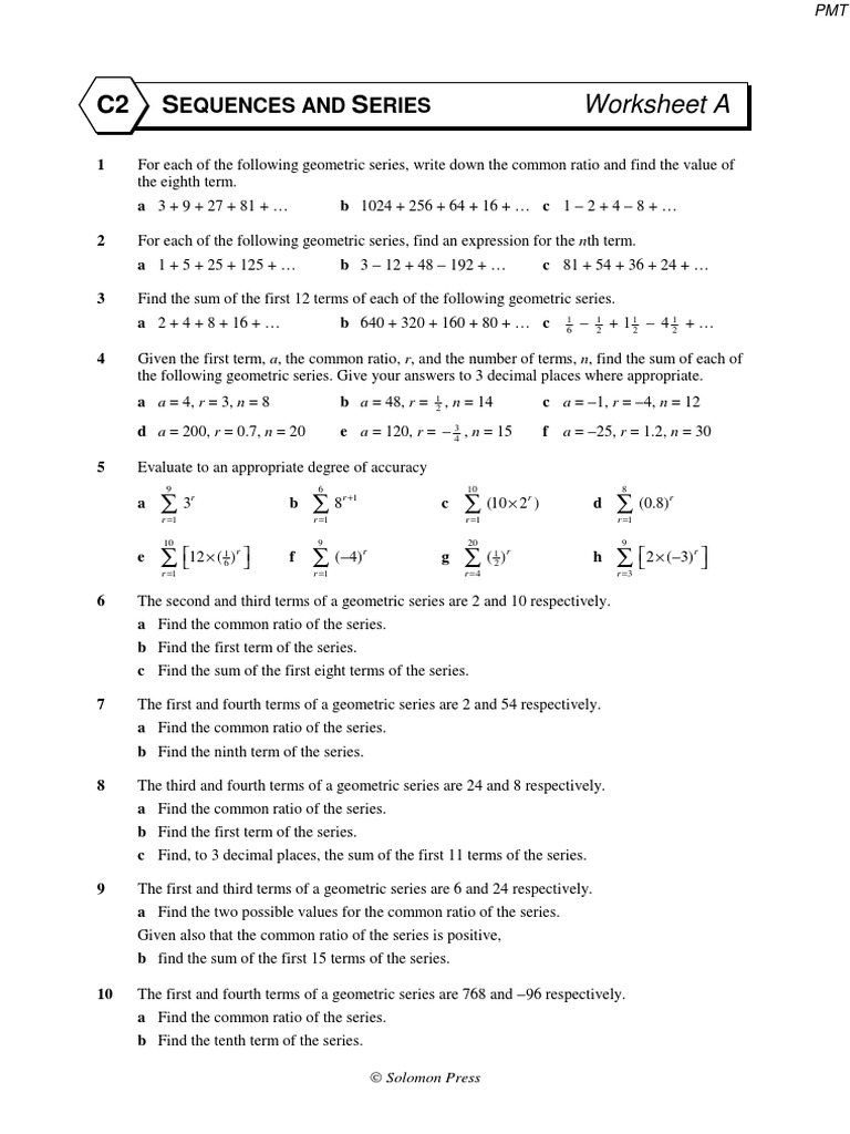 C2 Sequences & Series - Questions | PDF | Factorization | Mathematical ...