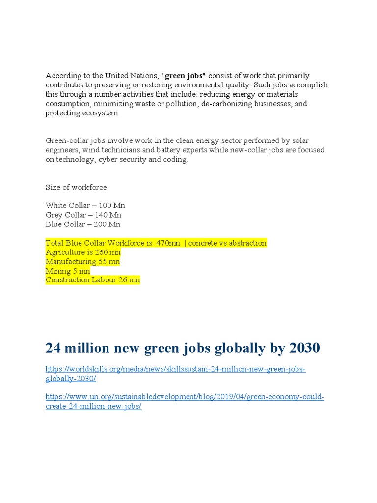 24 Million New Green Jobs Globally by 2030 | PDF | Green Job | Employment