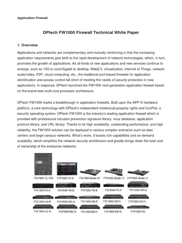DPtech FW1000 Firewall Technical White Paper | PDF | Denial Of Service ...