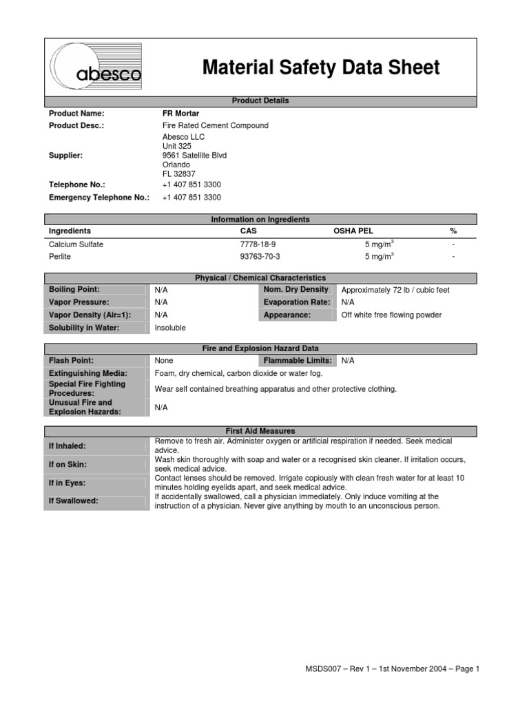 Material Safety Data Sheet | PDF | Water | Magnesium