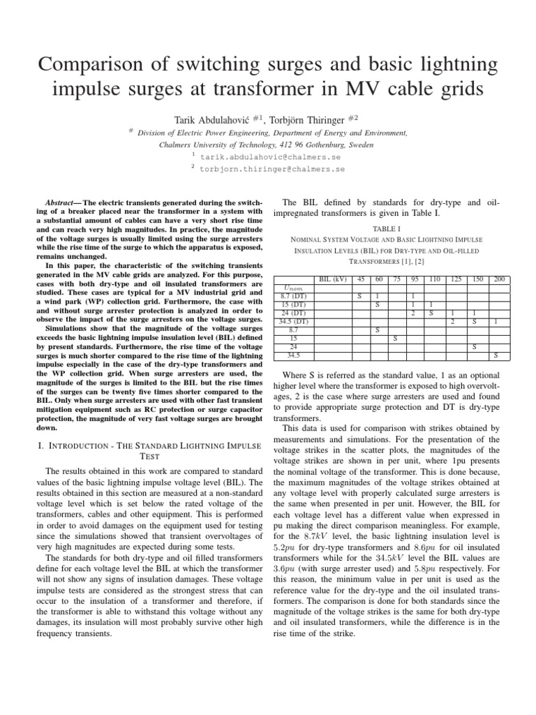 MV Transformer Surge Analysis | PDF | Transformer | Capacitor
