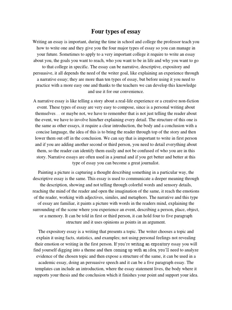 Four Types of Essay | Download Free PDF | Essays | Cognition