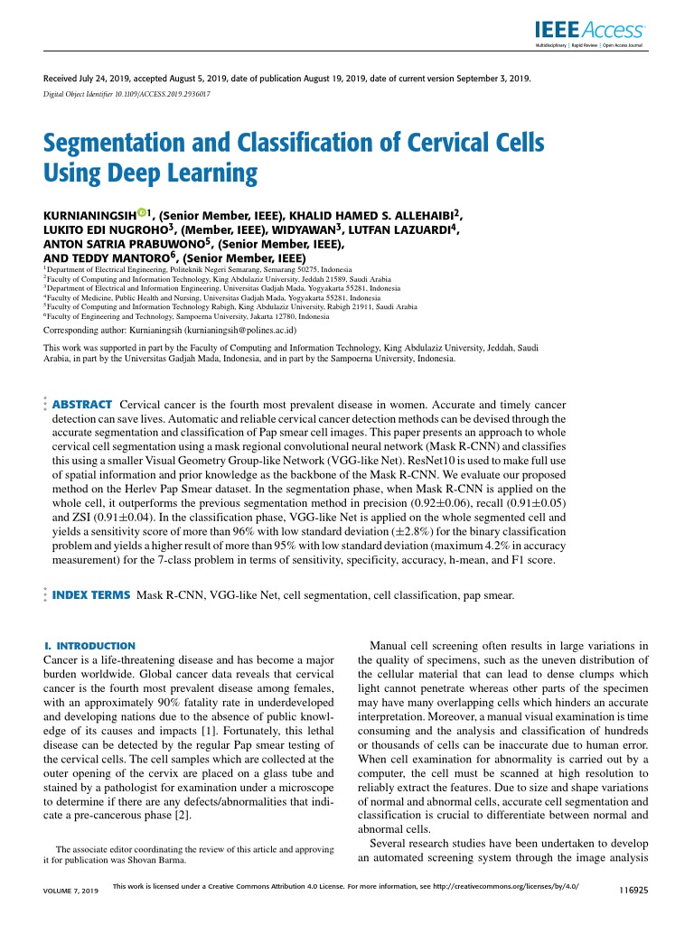 Segmentation and Classification of Cervical Cells Using Deep Learning ...
