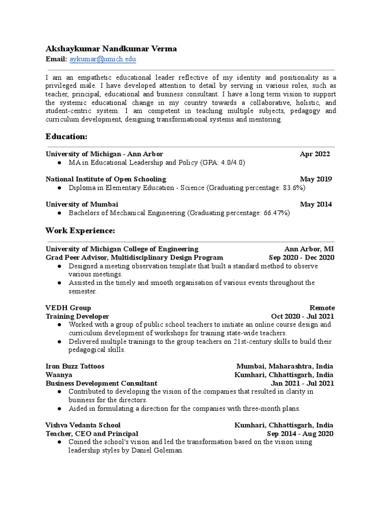 Akshay Resume 2022 | Descargar gratis PDF | Teachers | Pedagogy