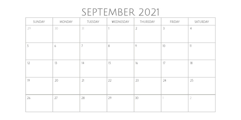 September 2021 Calendar Overview | PDF