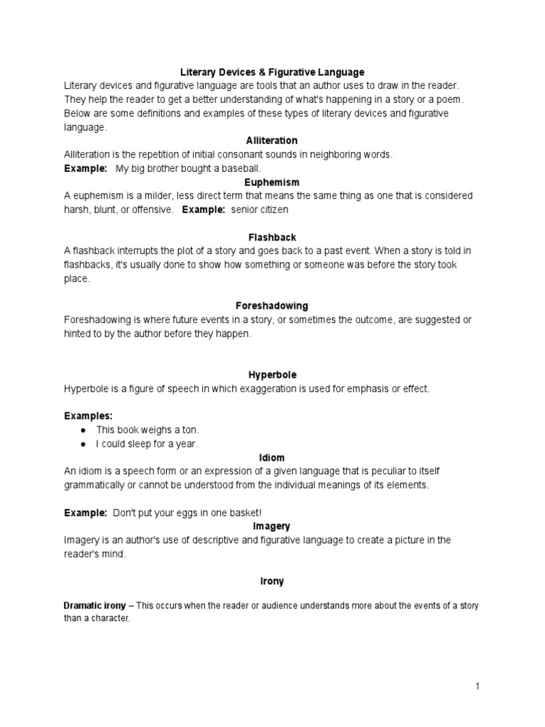 8th Grade Literary Devices and Figurative Language Lesson, Practice and ...