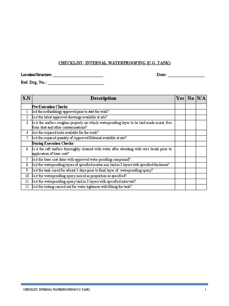 24.Checklist-Internal Waterproofing | PDF
