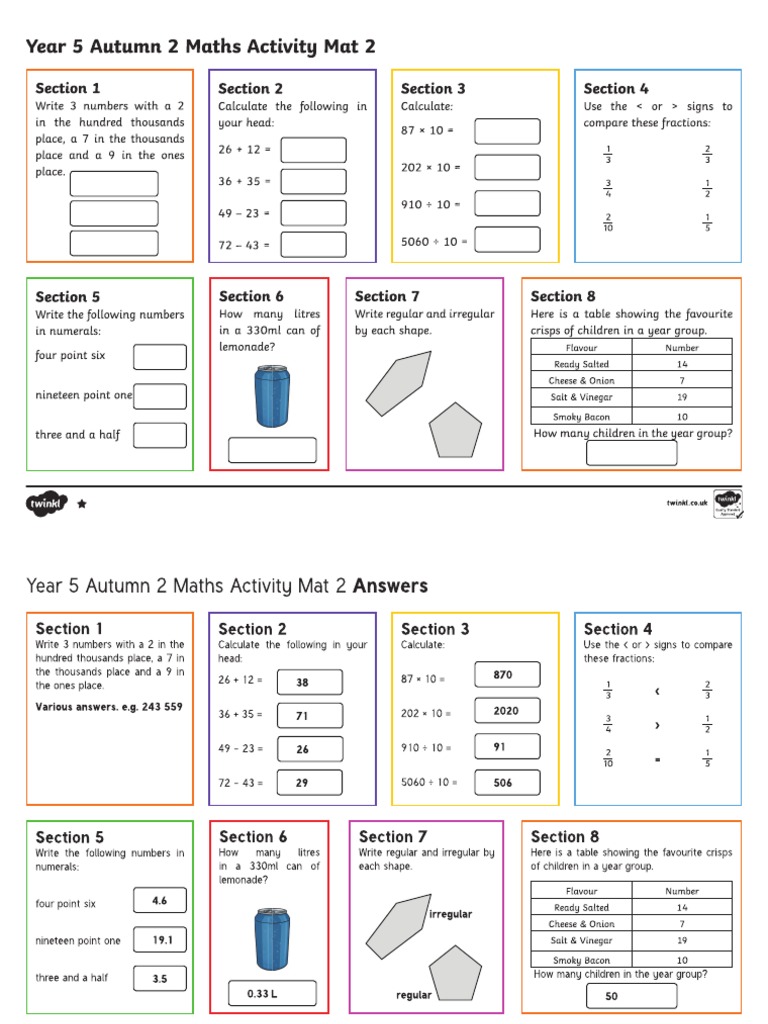 Year 5 Autumn 2 Maths Activity Mat 2 | PDF