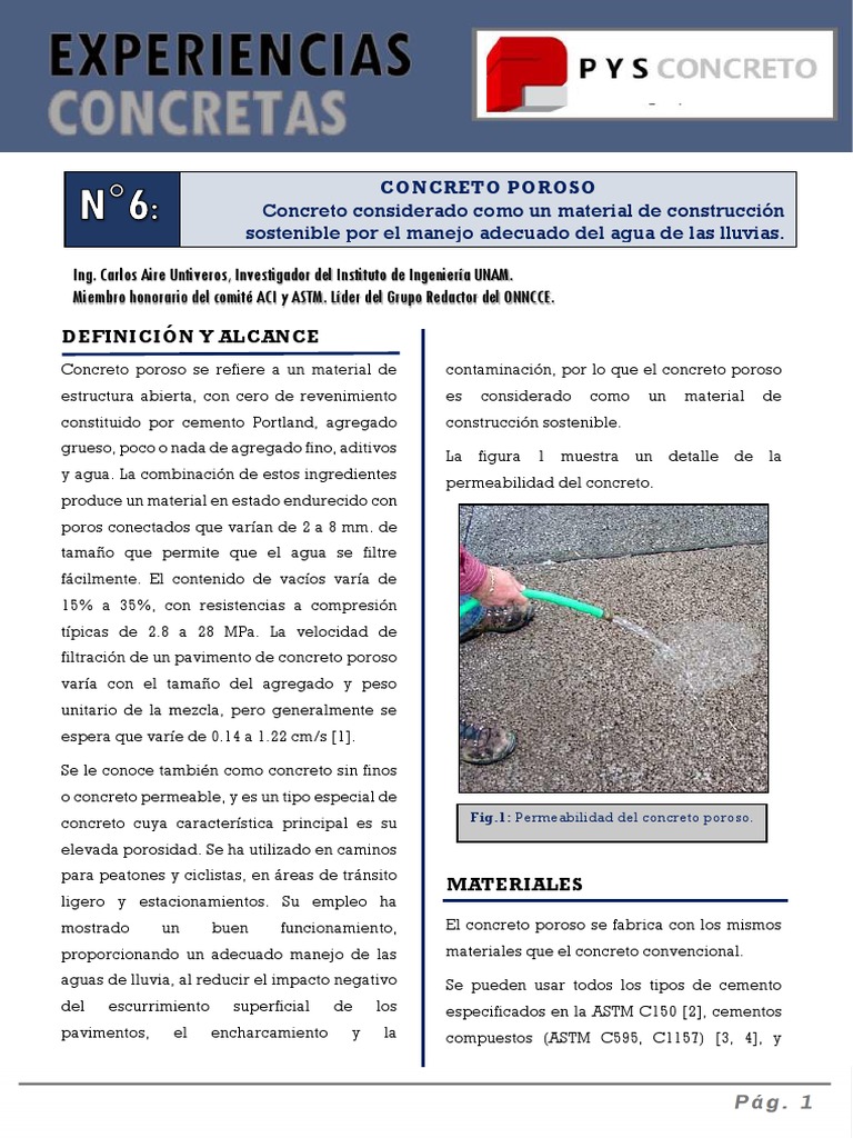 Concreto Poroso: Características y Usos | PDF | Hormigón | Cemento