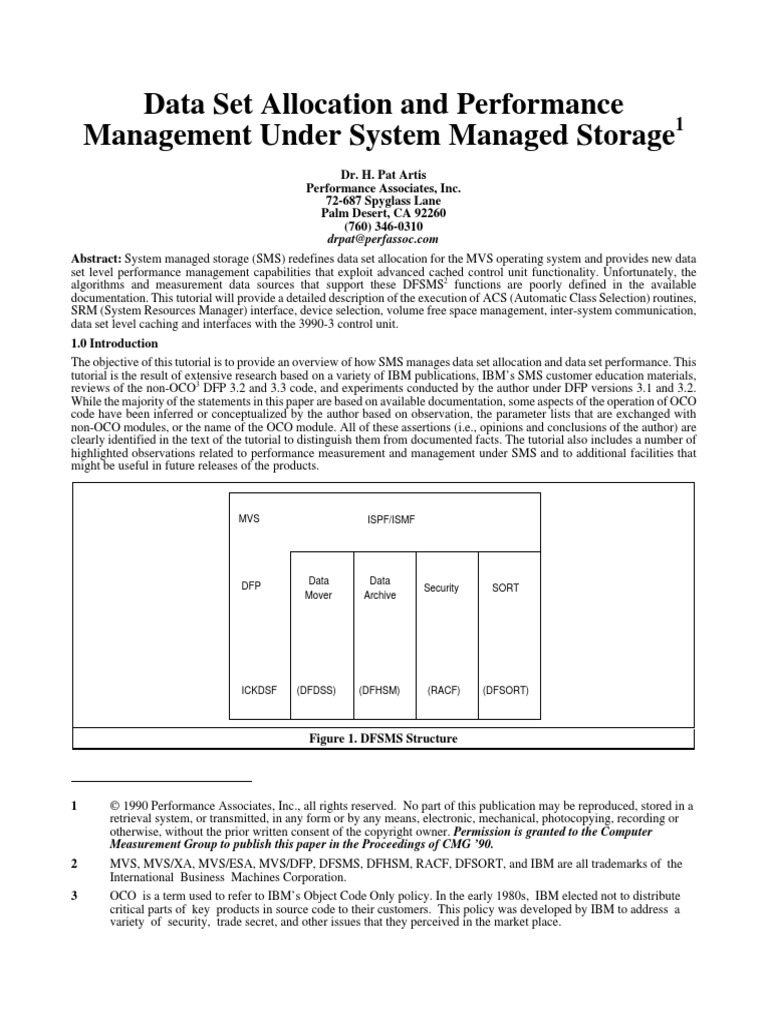 Data Set Allocation and Performance Management Under System Managed Storage | PDF | Computing ...