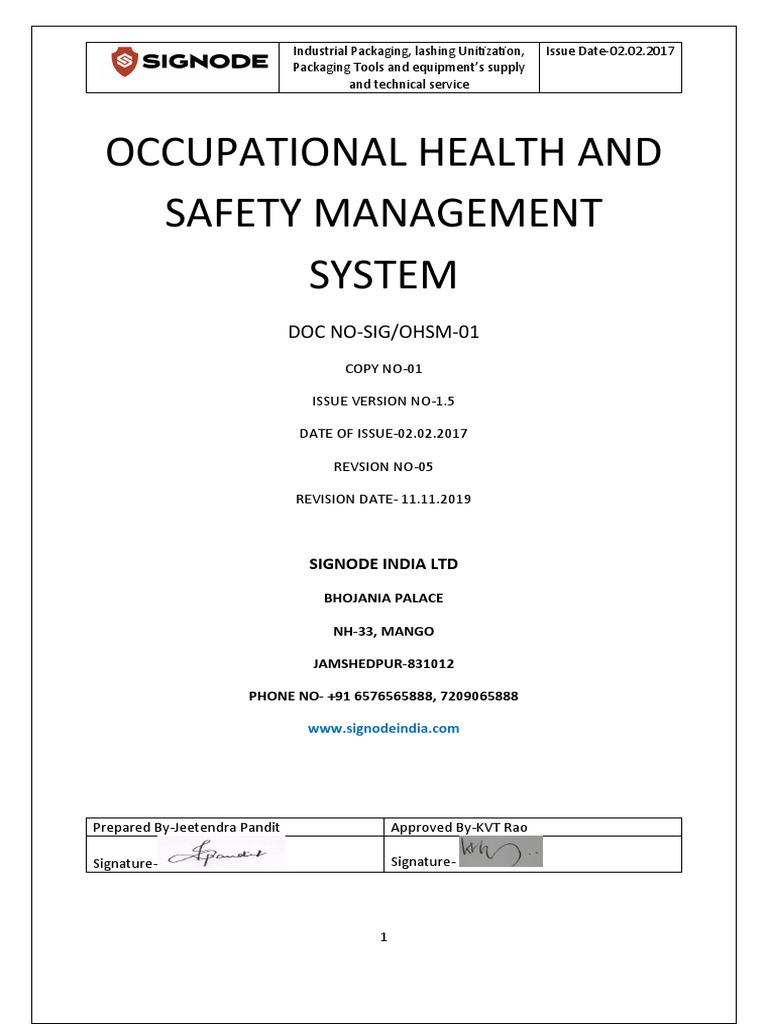 Occupational Health & Safety Manual | PDF | Occupational Safety And ...