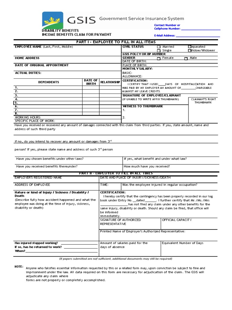 EC Disability Benefits Form (20210914-ECC-IBCP-HCPI-III) 2 | PDF ...