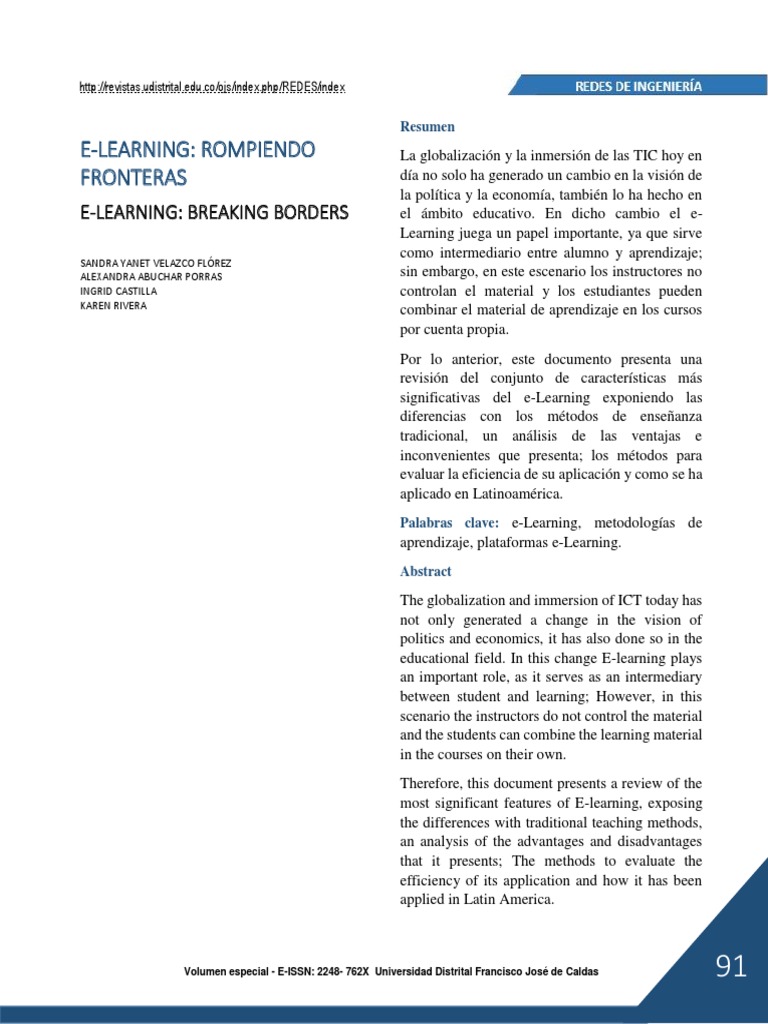Revista Digital E - Learning Rompiendo Fronteras | PDF | Aprendizaje | Cognición