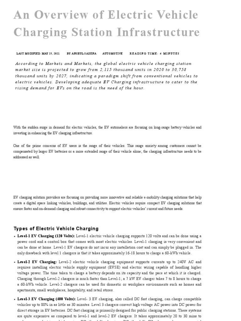 An Overview of Electric Vehicle Charging Station Infrastructure | PDF ...