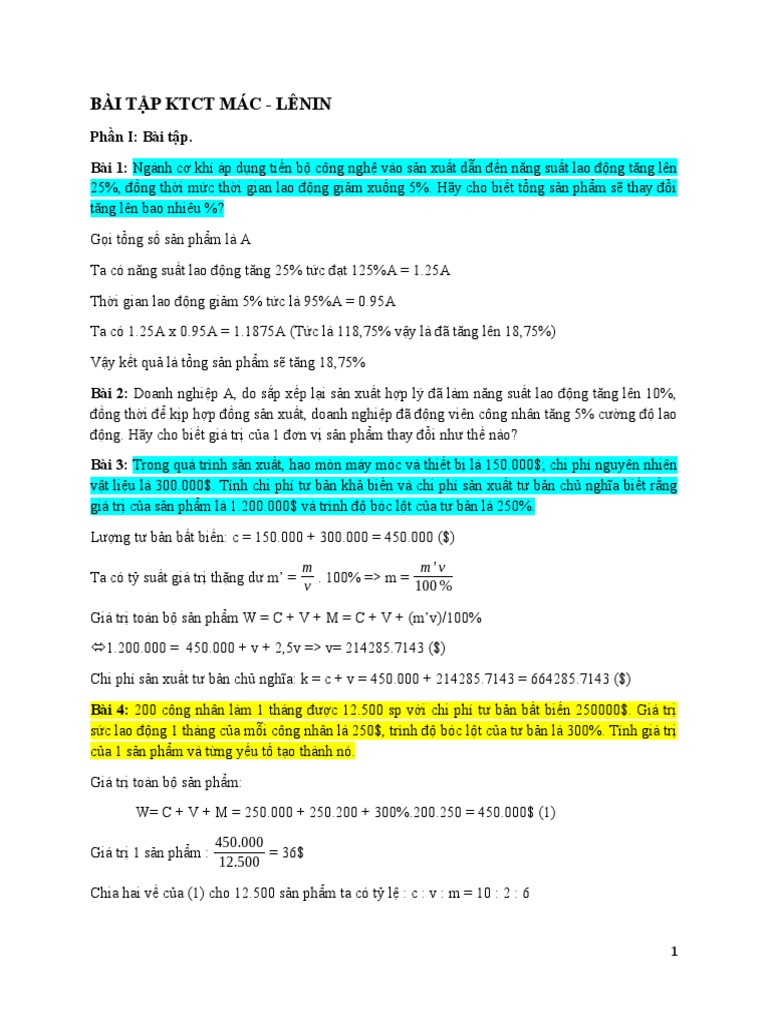 Chuyên đề và bài tập KTCT K62 SV 2 | PDF