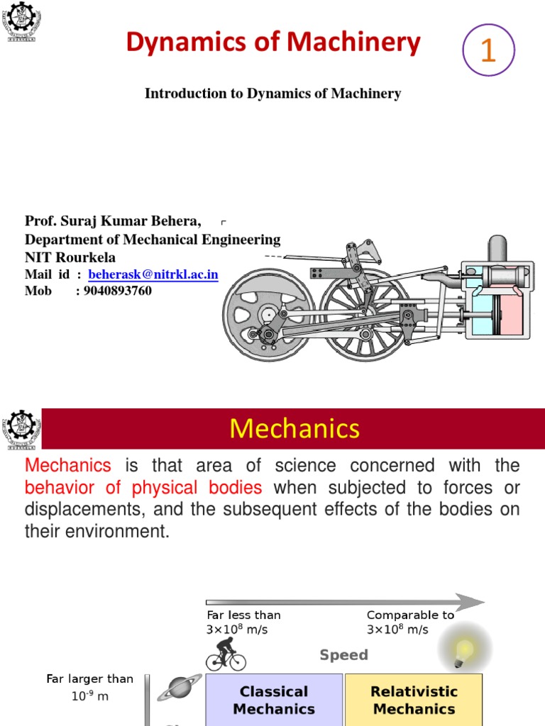 01.class 01 Introduction To Dynamic of Machinery | PDF | Force | Machines