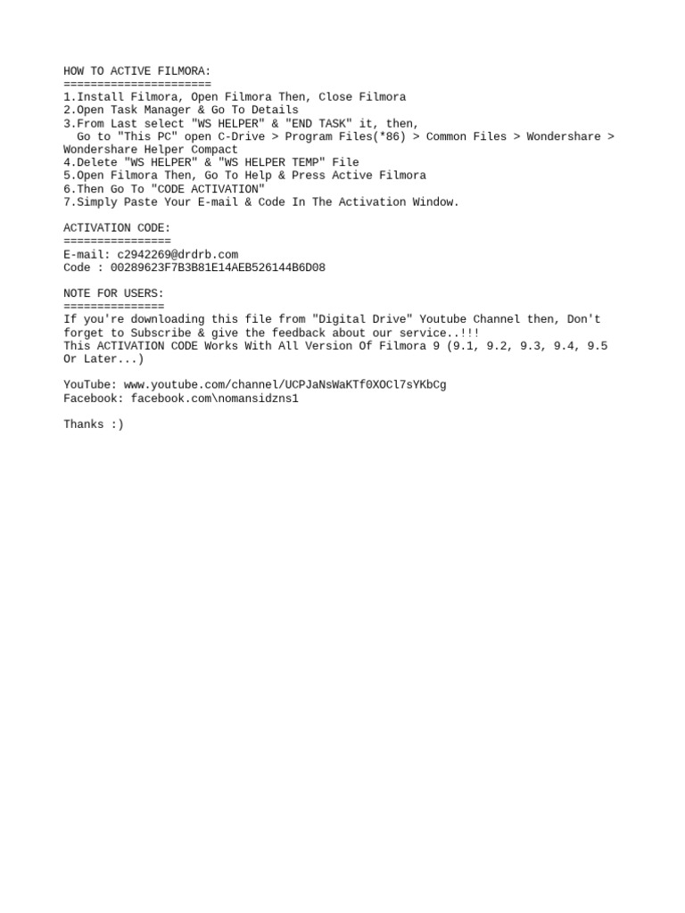 Filmora 9 Activation Key (READ ME) | PDF