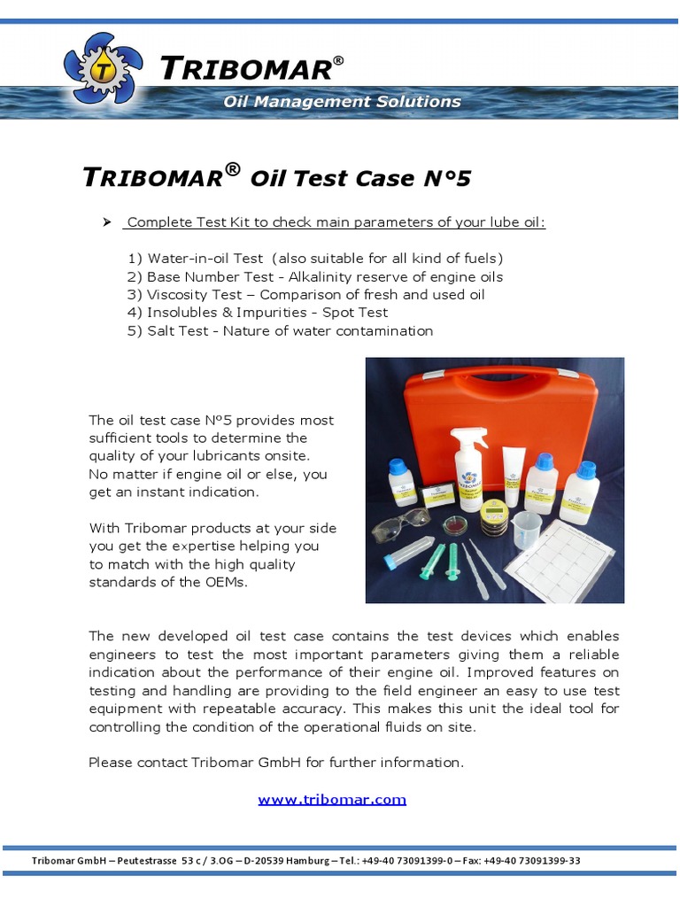 TRIBOMAR Oil Test Case - Flyer | PDF