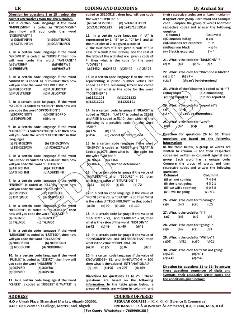 Coding and Decoding ## | PDF | Encodings | Linguistics Coding and Decoding ## | PDF | Encodings | Linguistics