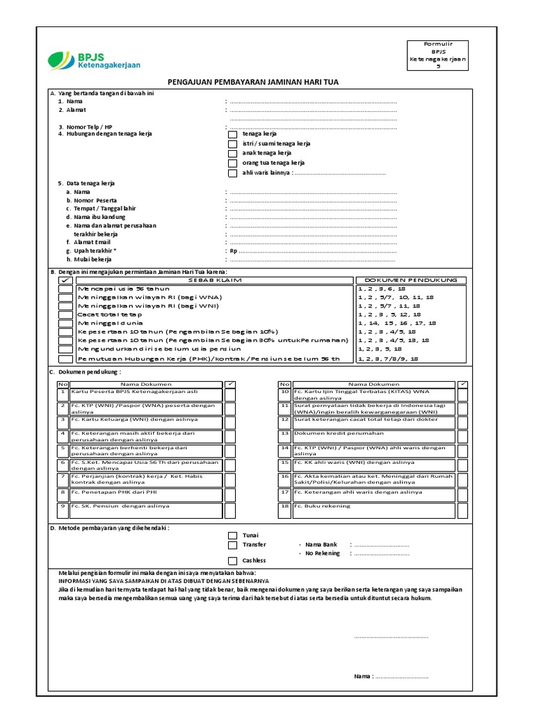 Formulir JHT F5 Edit | PDF