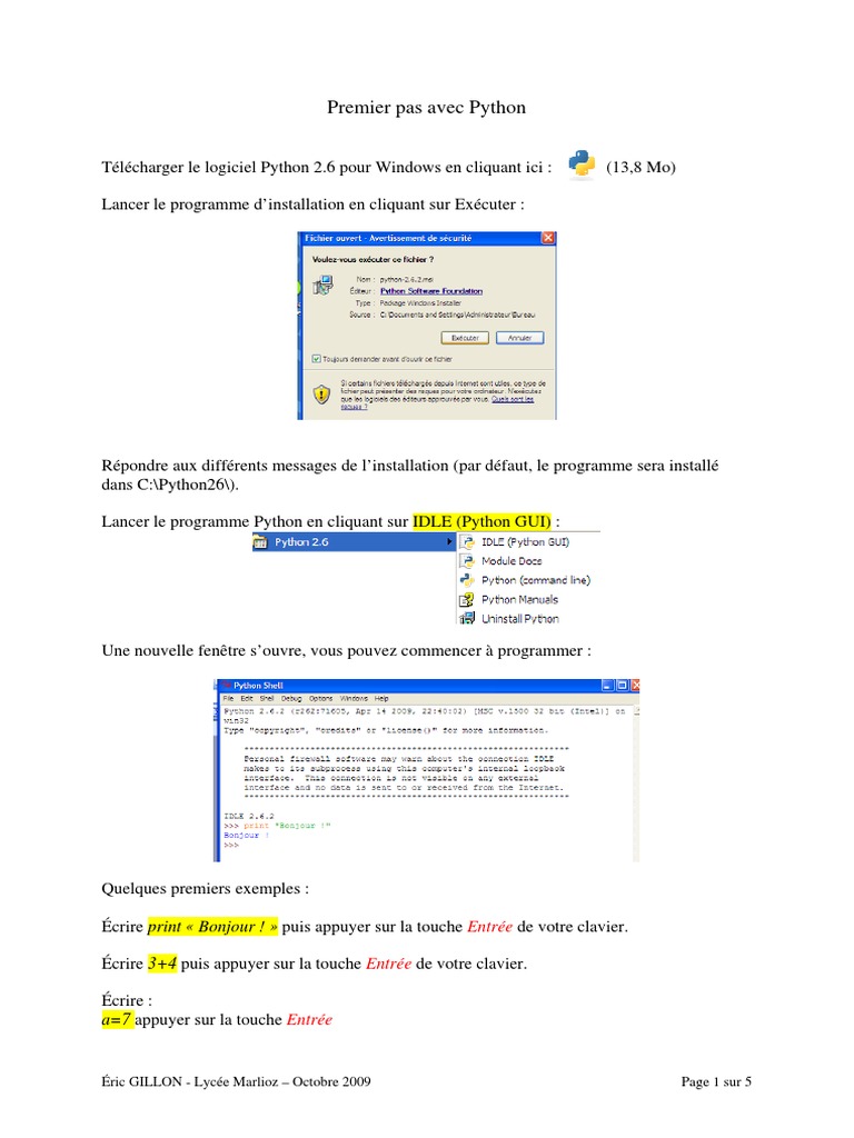 Premier Pas Avec Python | PDF | Python (Langage de programmation) | Clavier d'ordinateur