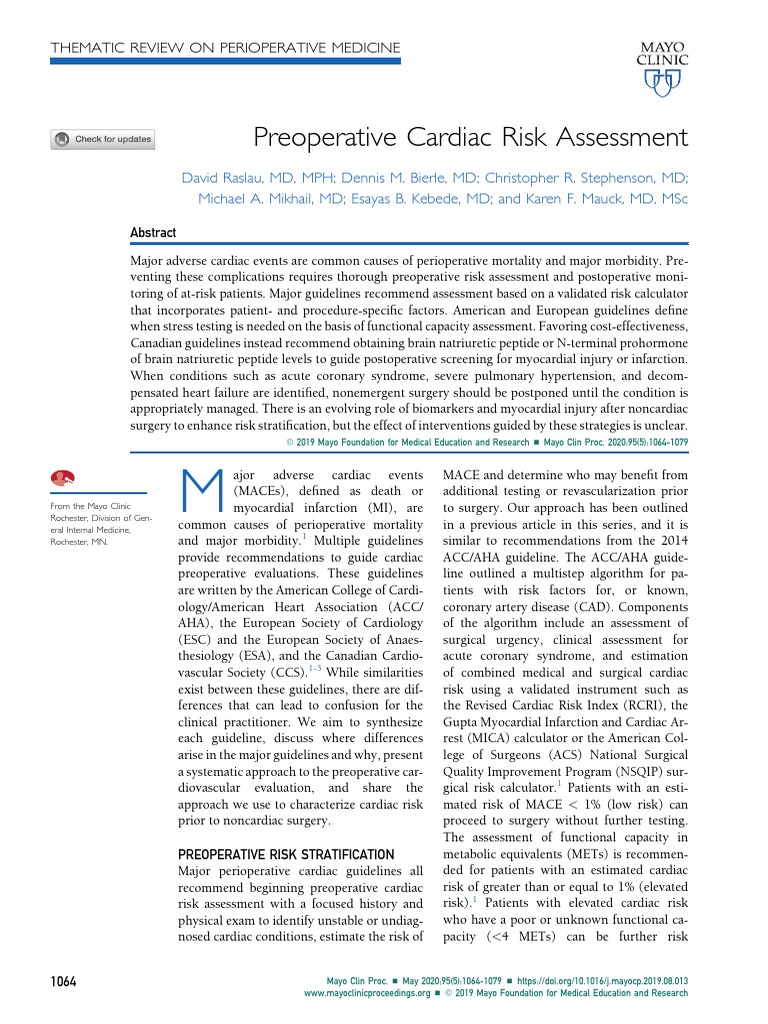 Preoperative Cardiac Risk Assessment | PDF | Myocardial Infarction ...