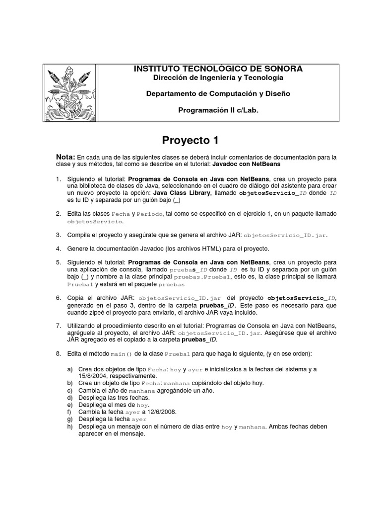 Proyecto 1 - Objetos Servicio | PDF | Java (lenguaje de programación ...