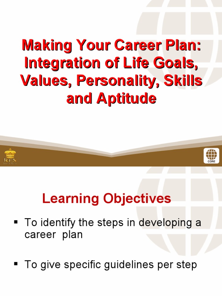 Making Your Career Plan: Integration of Life Goals, Values, Personality ...