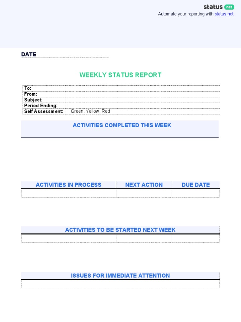 Weekly Report Template Employee Weekly Status Report | PDF