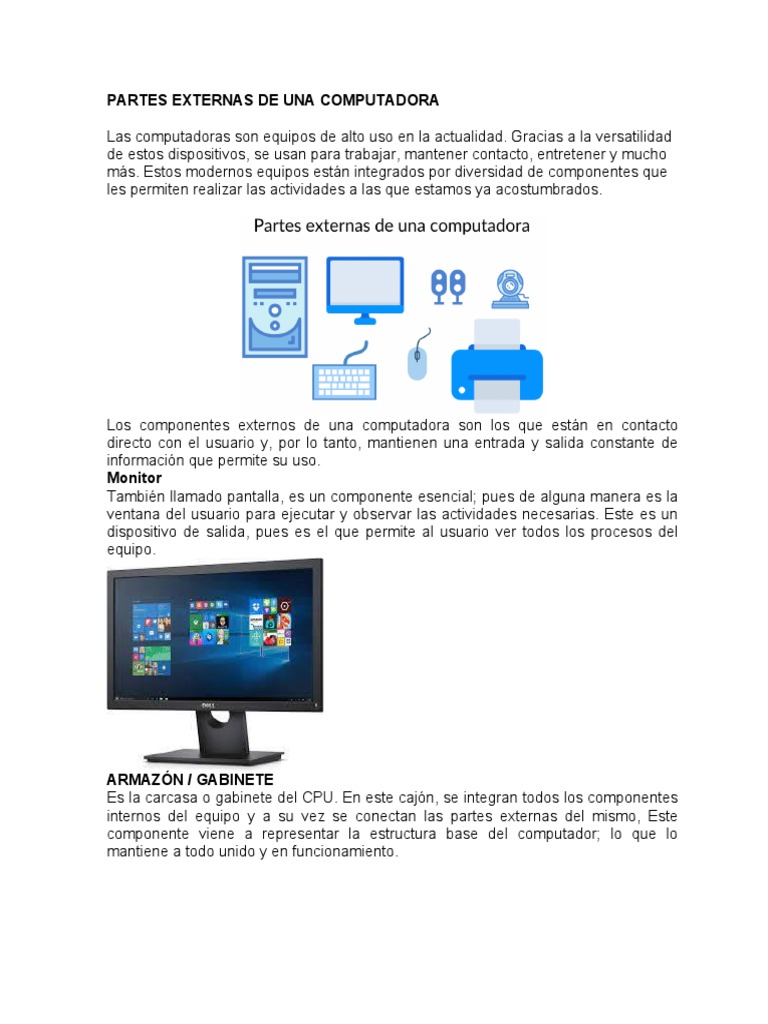 Partes Externas de Una Computadora | PDF | Periférico | Hardware de la ...