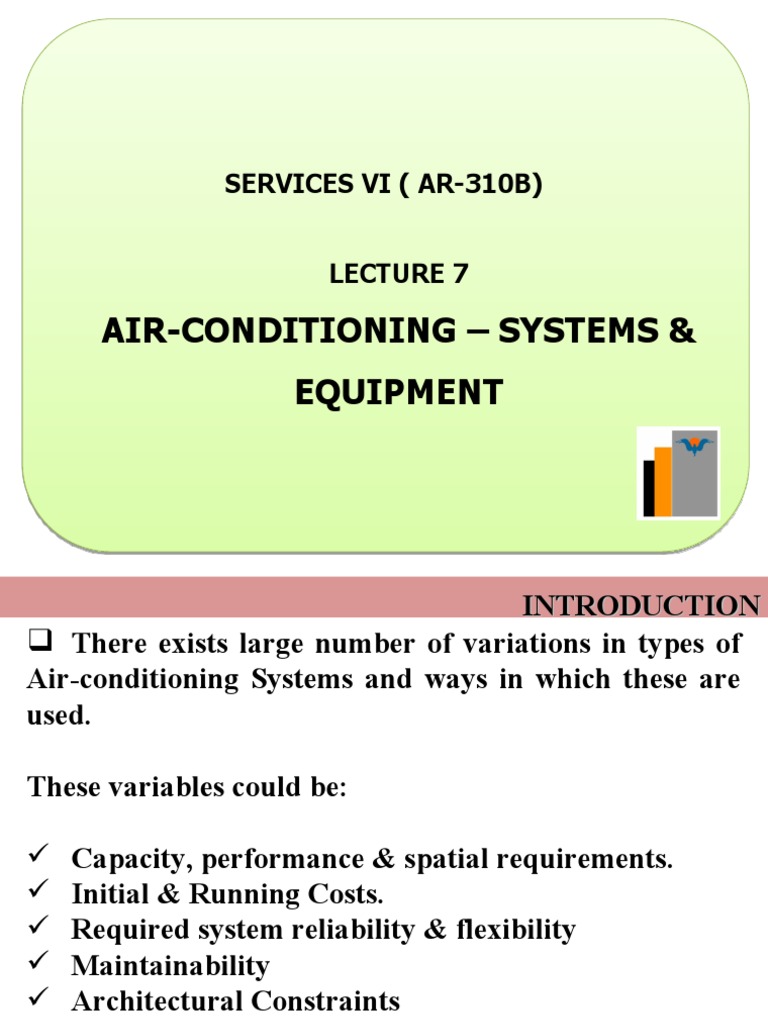 Lecture 7 Air Conditioning - Methods & Equipment | Download Free PDF ...