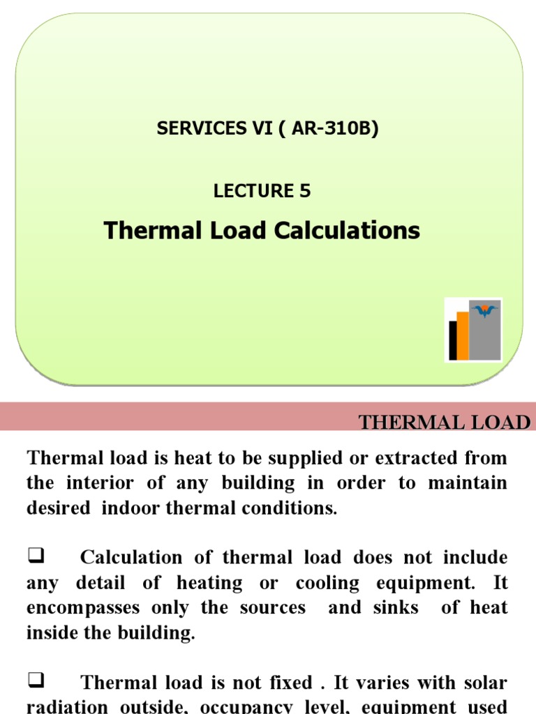 LECTURE 5 Heating & Cooling Load Calculations | PDF | Building ...