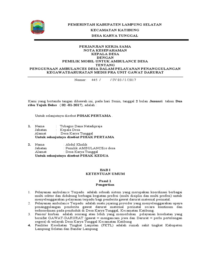 Mou Ambulance Desa | PDF